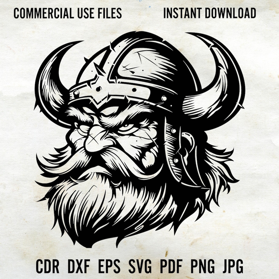 Viking Clip Art Svg, Odin Head Svg, Viking Head Svg File Graphic ...