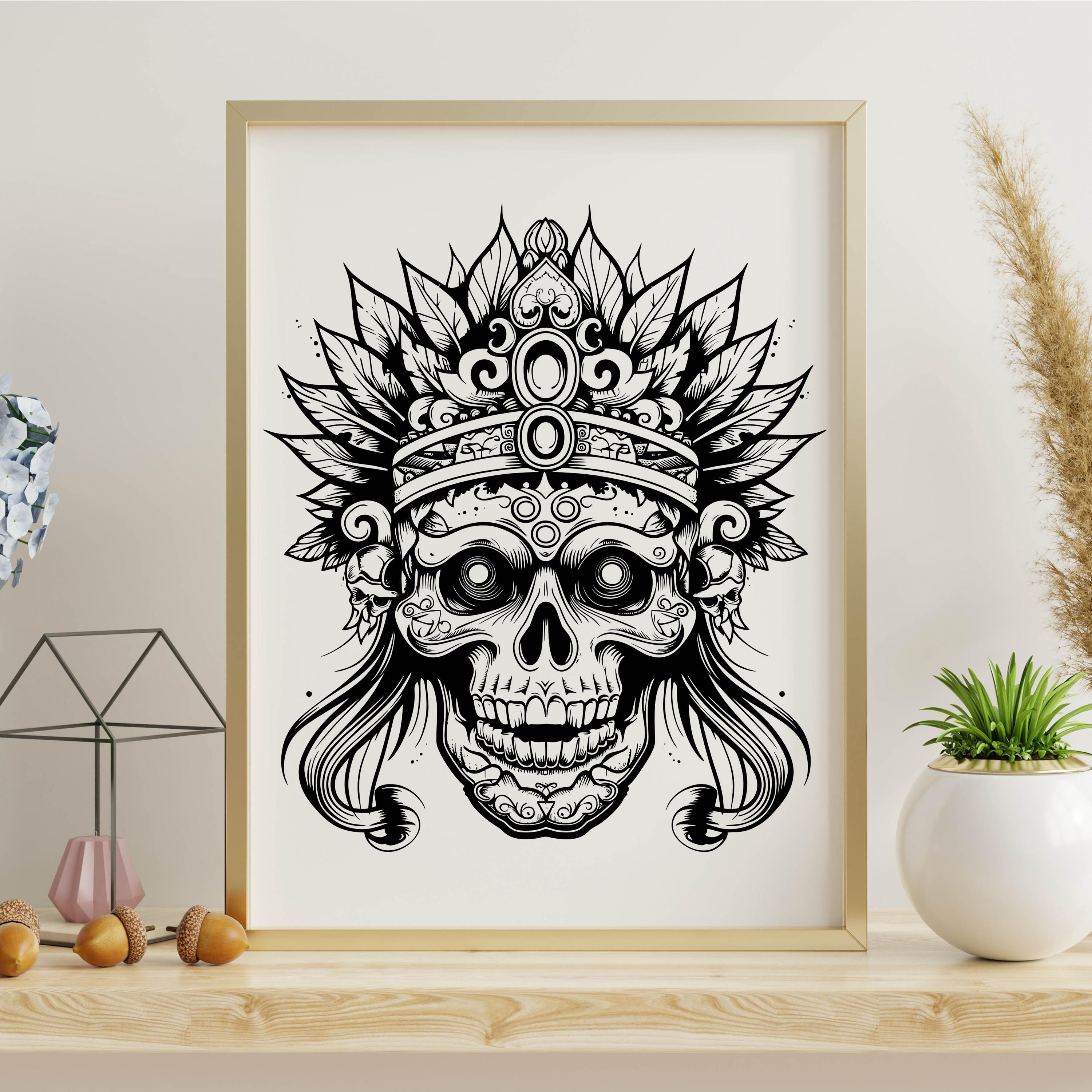 Maya Skull Mask SVG Vector Mask PNG Digital File, Aztec Vector Graphic ...