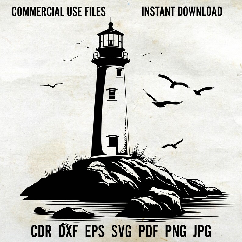 Lighthouse SVG, Lighthouse Silhouette SVG, Ocean SVG, Sea Svg, Island ...