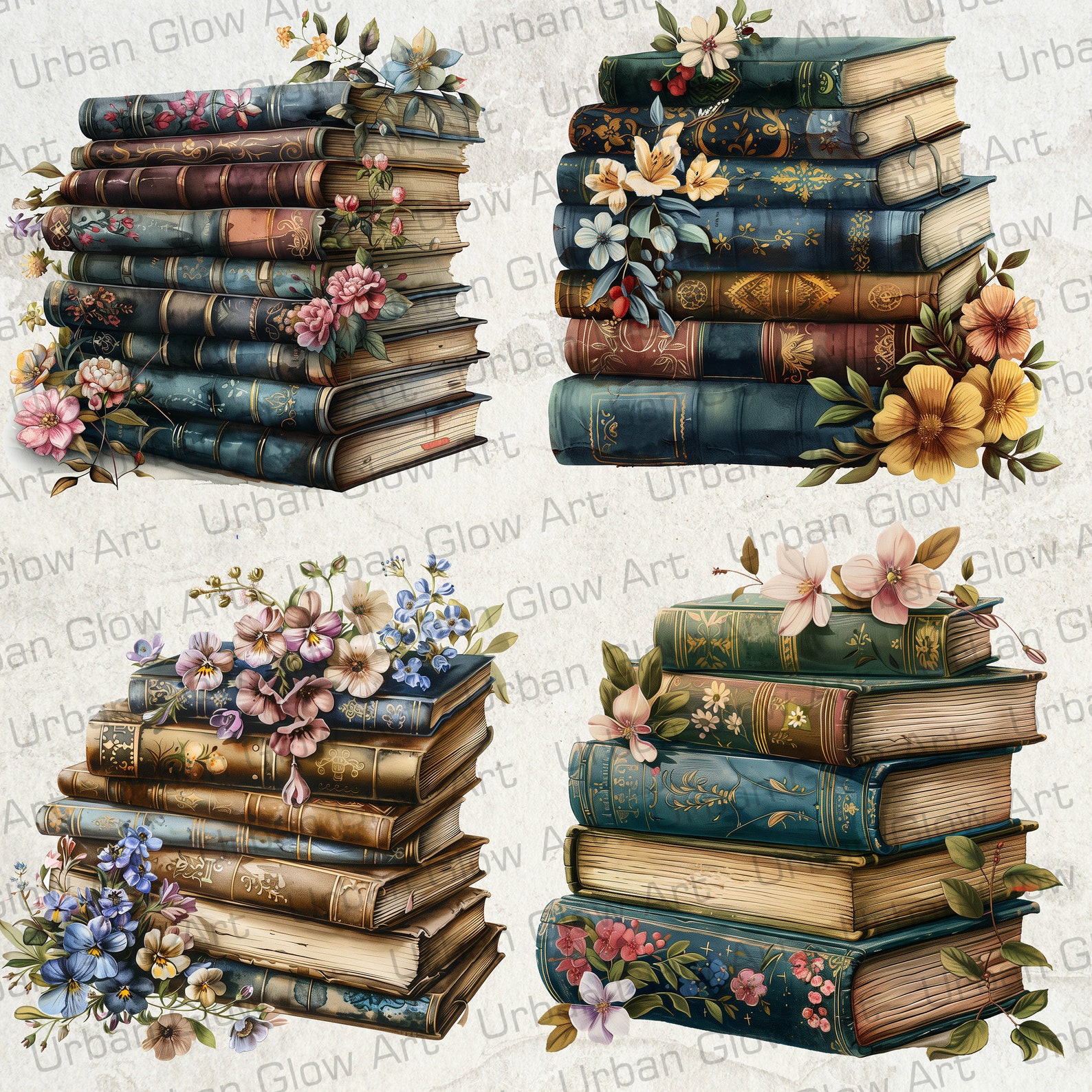 Vintage Books Clipart, 17 High Quality Jpgs, Nursery Art, Instant ...