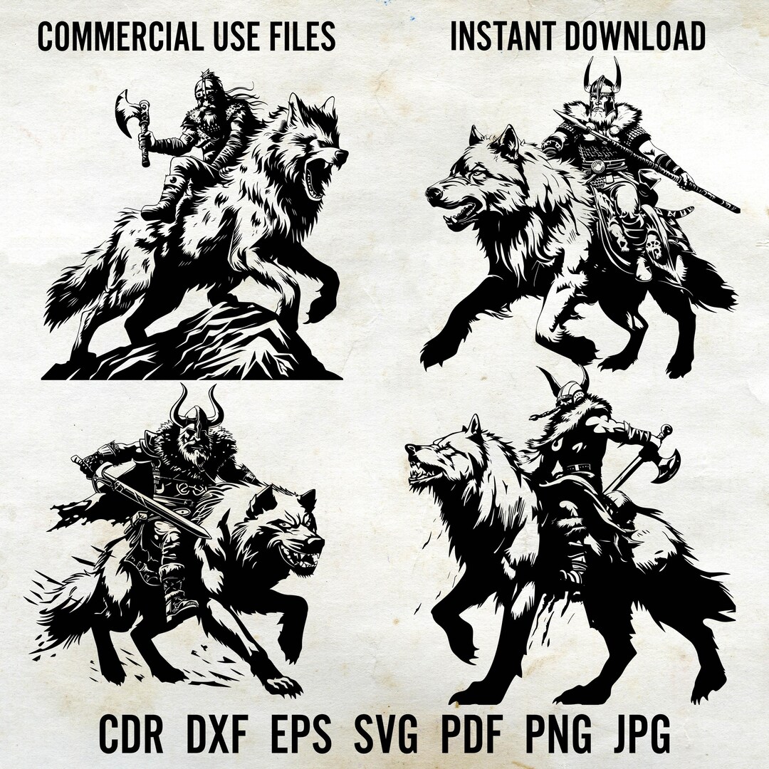 Viking and Wolf Svg, Viking Head Svg File Graphic,norse Wolf Svg ...