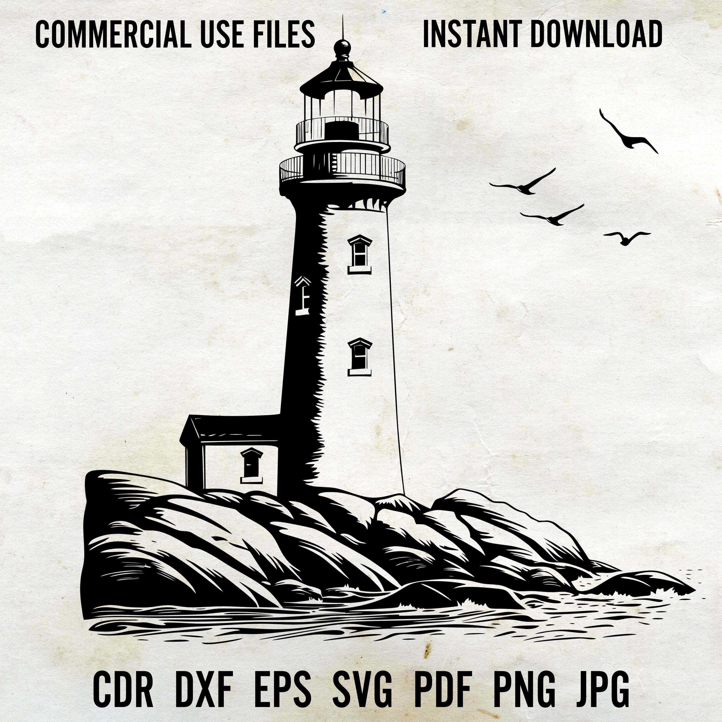 Lighthouse Svg File, Lighthouse Silhouette, Ocean Lighthouse SVG ...
