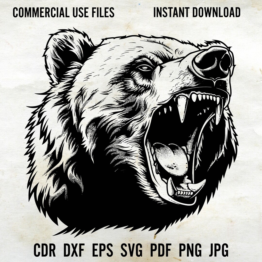 BEAR HEAD SVG, Bear Head Svg Cut Files for Cricut, Angry Bear Svg, Bear ...