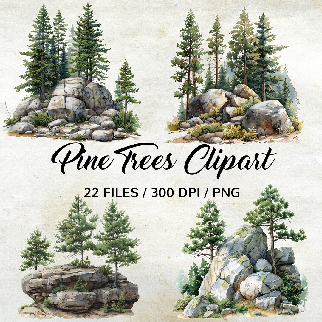 Pine Tree Clipart, Pine Forest Clipart Bundle, 22 Pine Tree Bundle ...