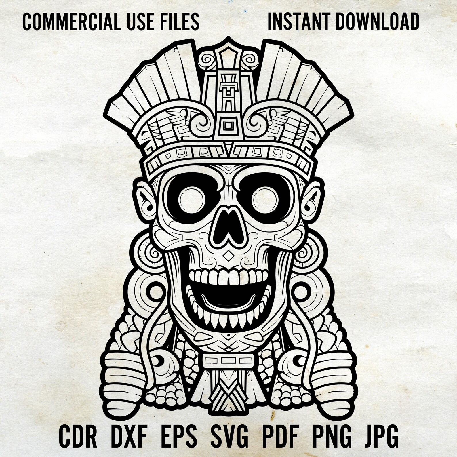 Aztec Skull Mask SVG Vector Mask PNG Digital File, Vector Graphic ...