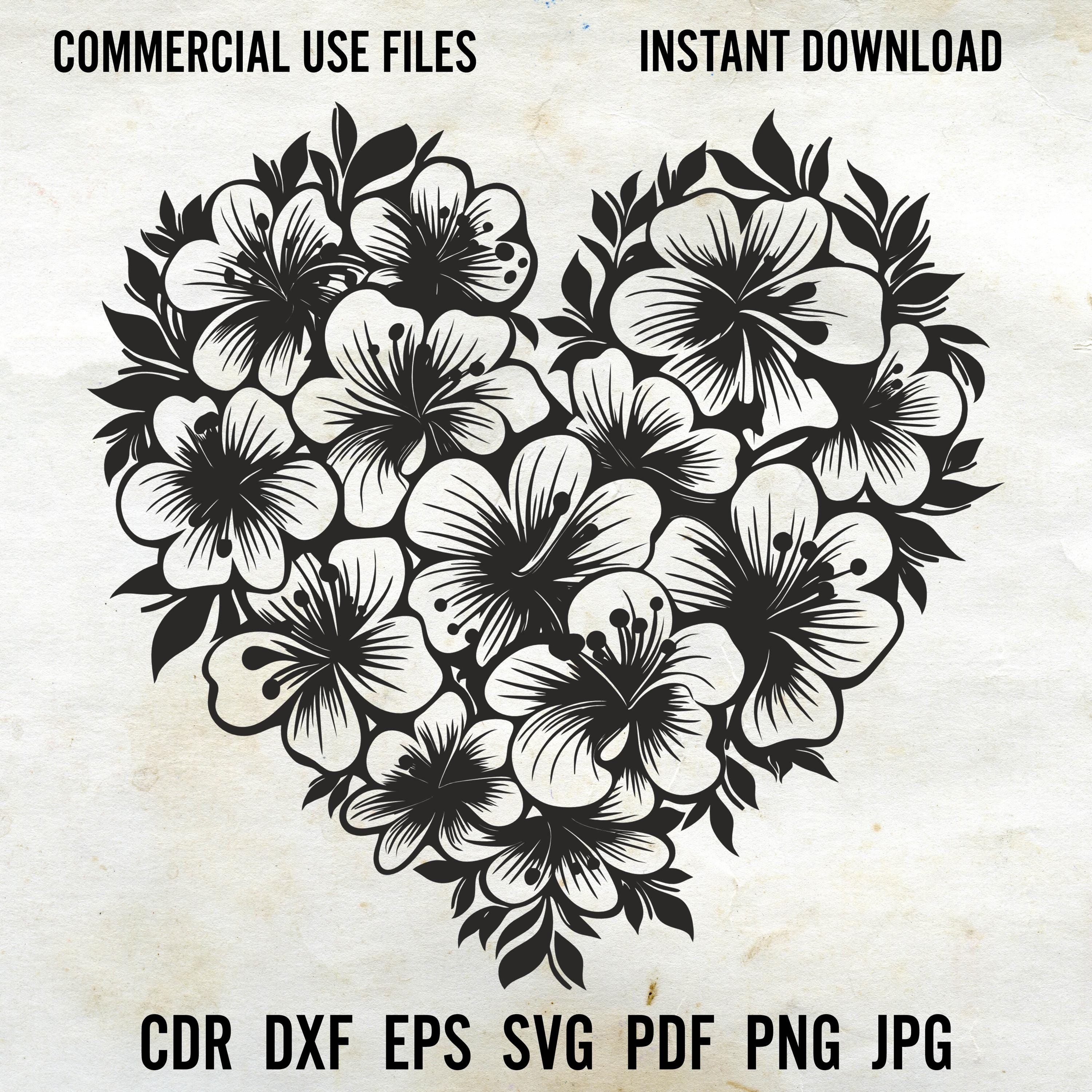 Flower Heart SVG, Floral Heart Svg, Heart Wreath Svg, Flower Svg, Heart ...