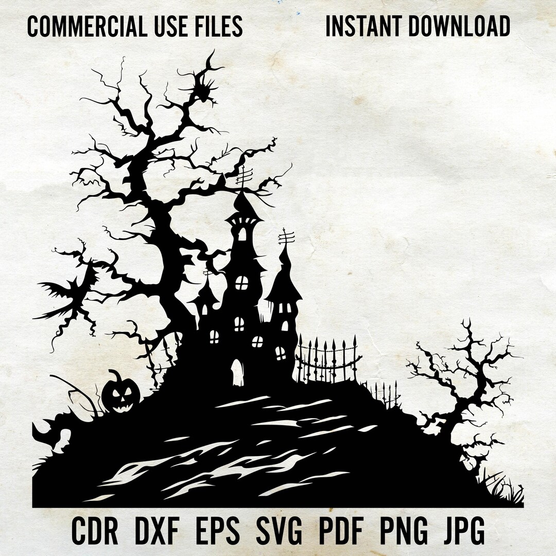 Haunted House Svg, Spooky Castle SVG, Halloween Tree Svg, Halloween ...