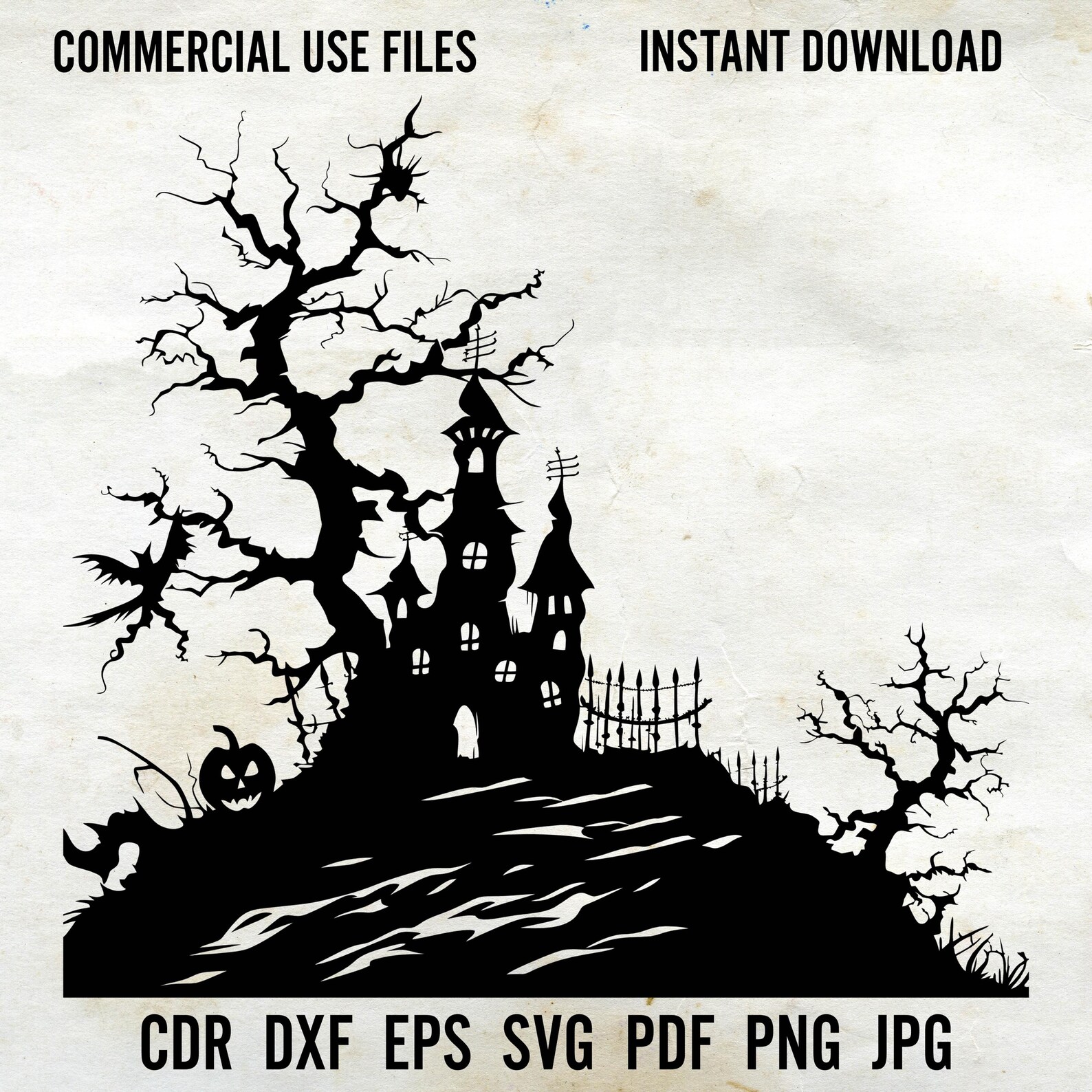 Haunted House Svg, Spooky Castle SVG, Halloween Tree Svg, Halloween ...