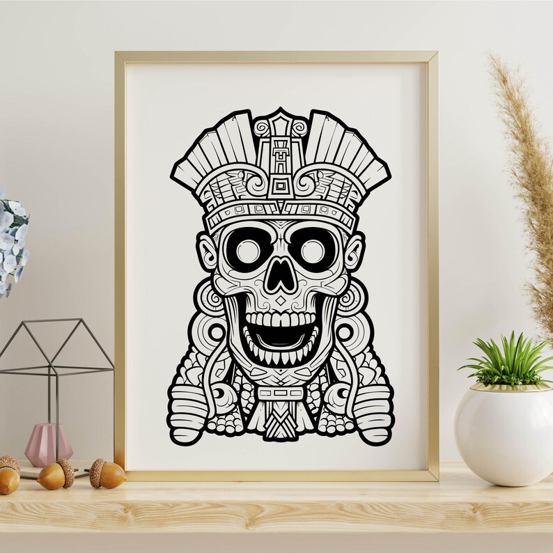 Aztec Skull Mask SVG Vector Mask PNG Digital File, Vector Graphic ...