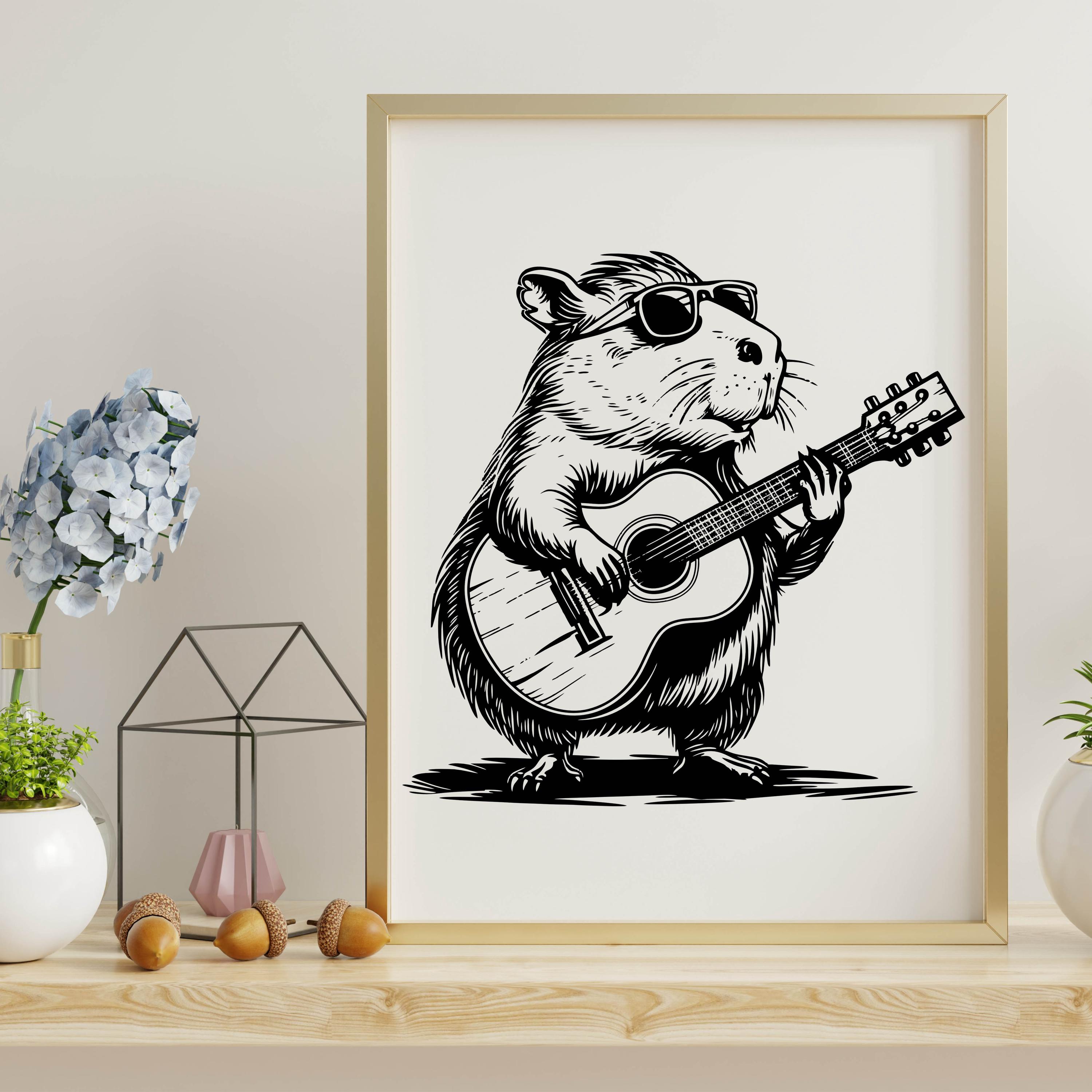Capybara Svg, Cute Capybara Svg, Capybara and Guitar Dxf, Eps, Ai, Png ...
