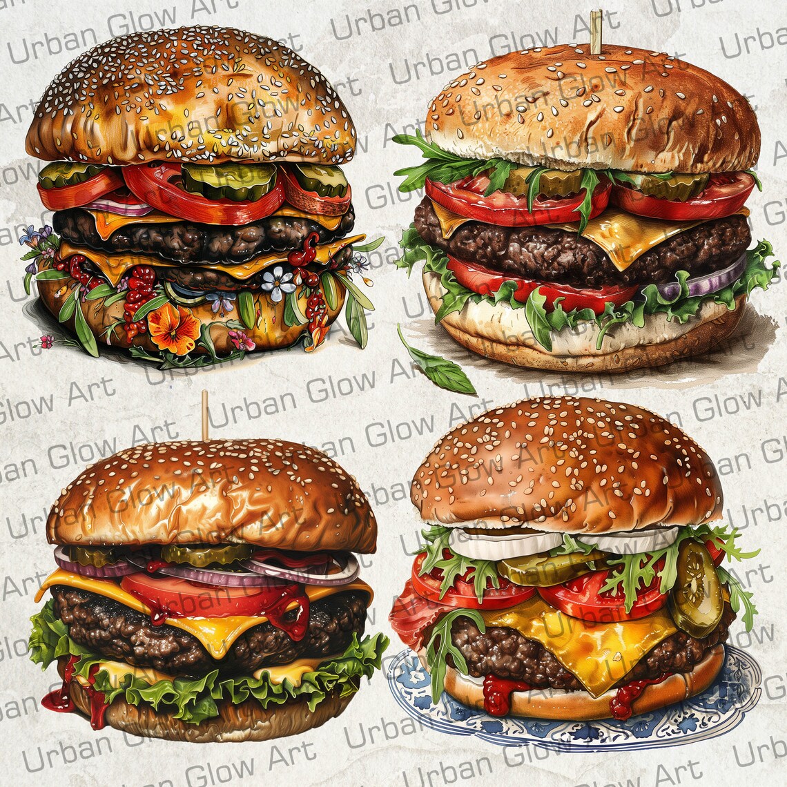 Burgers PNG, Watercolor Burgers Clipart, 12 Food PNG Images,high ...