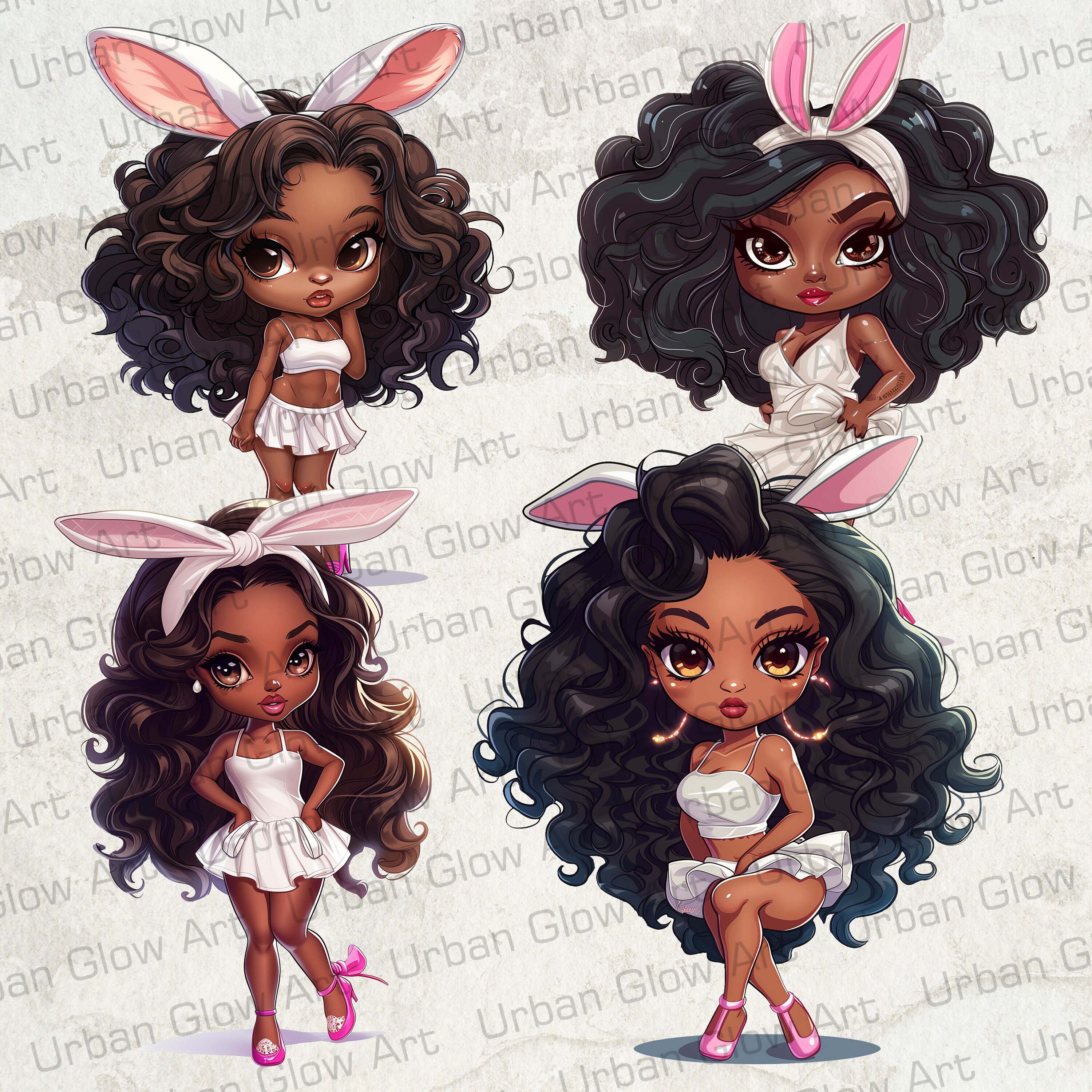 Chibi Afro Girl Clipart, Cute Afro Girl PNG, Lovely Afro Girl ...