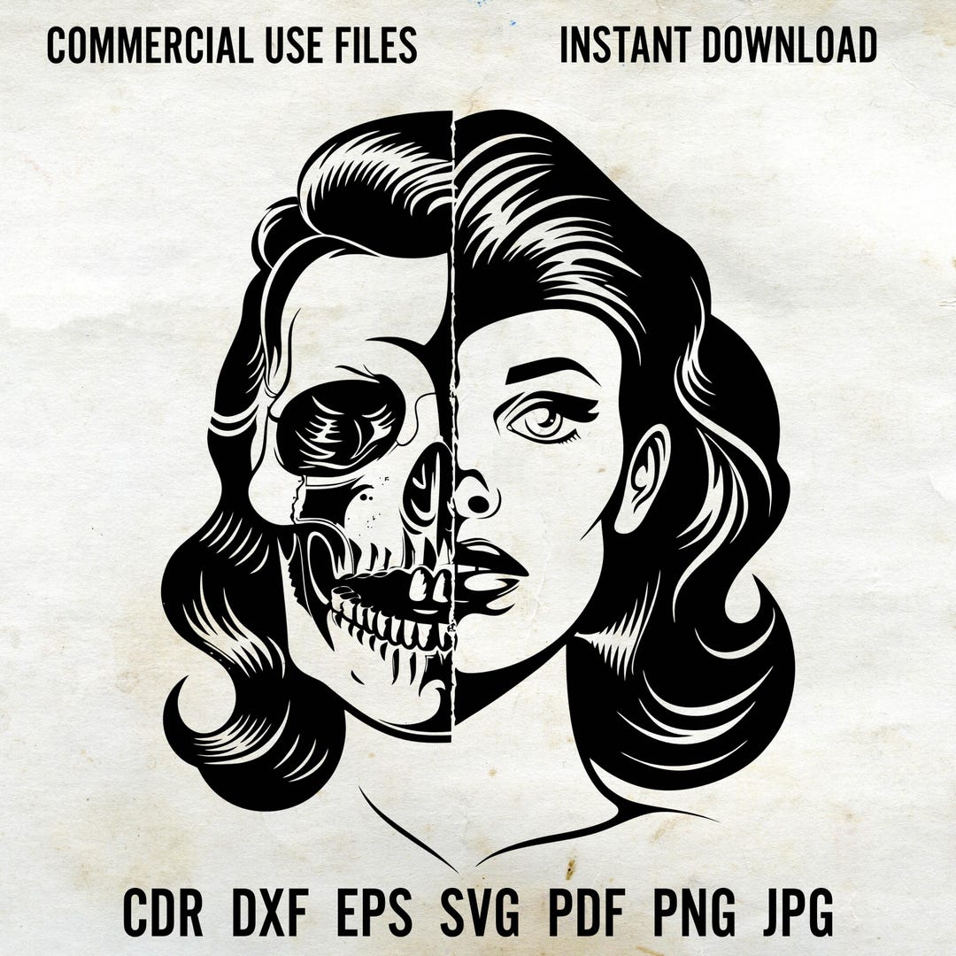 Woman Skull Svg, Lady Skull Svg, Skeleton Girl Svg, Sugar Skull Svg ...