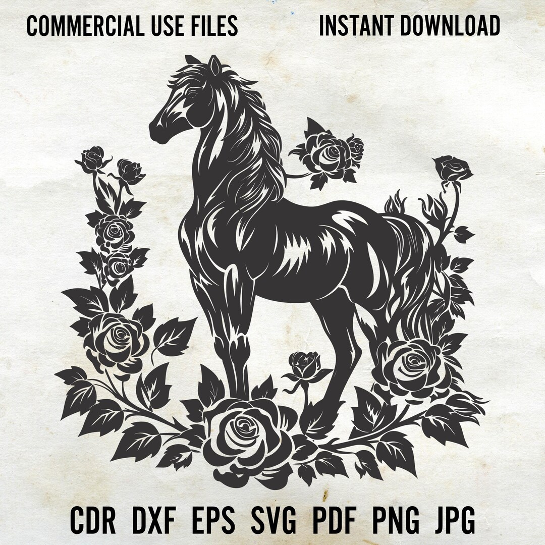 Horse Head Flowers SVG File - Floral Horse Vector Images, Silhouette ...