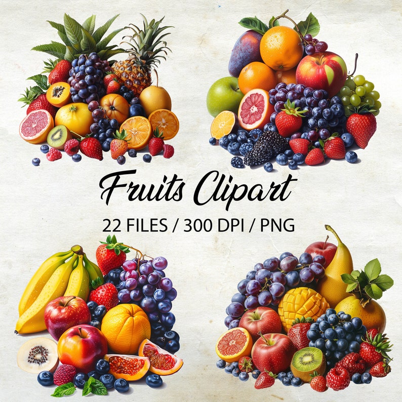 22 Watercolor Fruits Clipart, Fruits Illustrations, Fruits Plate| PNG ...