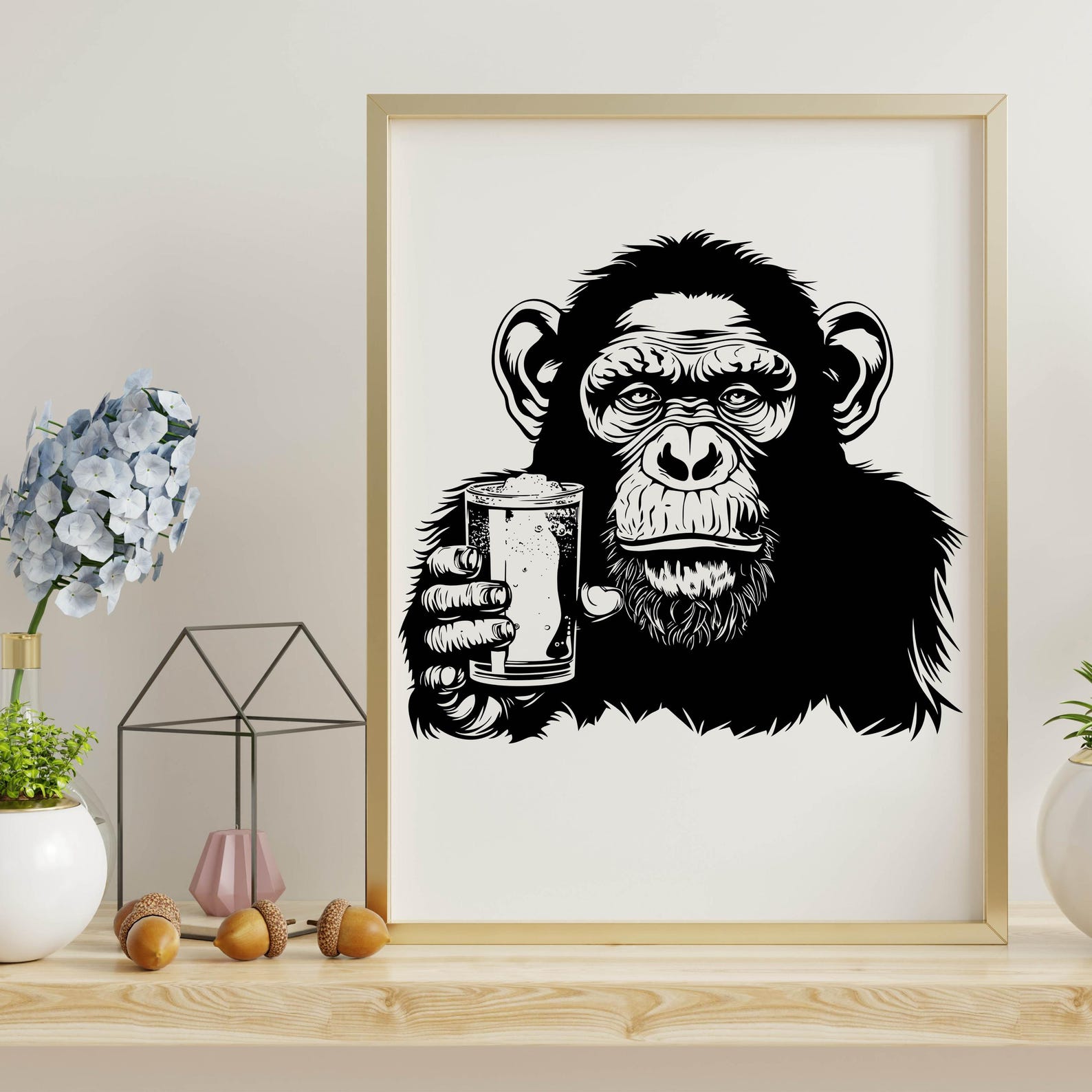 Monkey and Beer SVG Bundle, PNG, Funny Monkey Clipart, Hand Drawn Cool ...