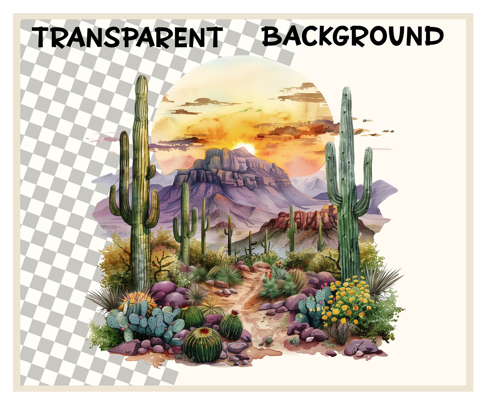 17 Watercolor Arid Desert Clipart, HQ Files PNG'S Desert Landscape ...
