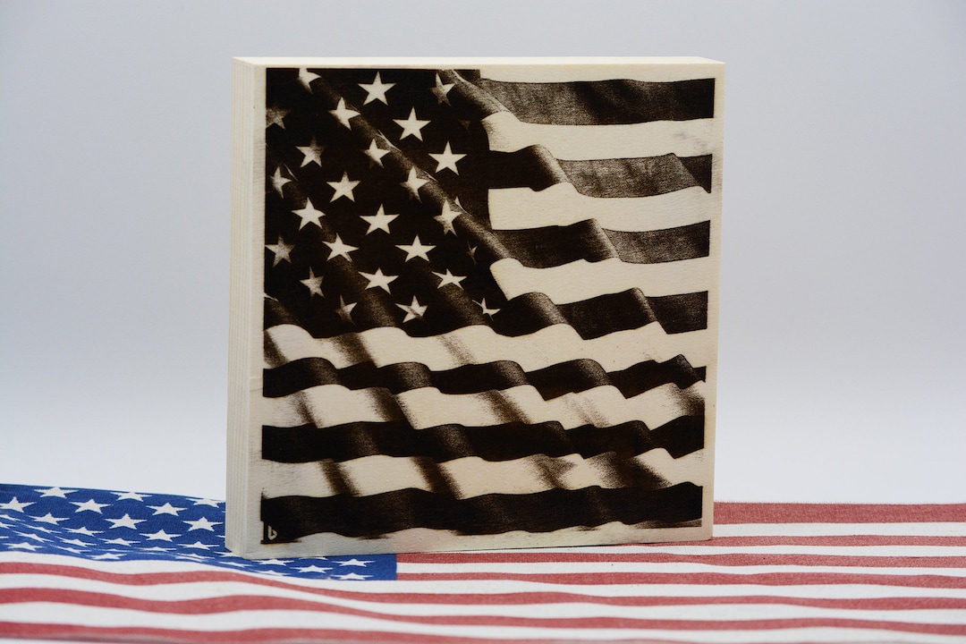 American Flag Laser Engraved Wall Art - Etsy