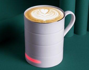 Self Heating Smart Mug - Fine Bone China - Stone - Glowstone Ltd - Etsy UK
