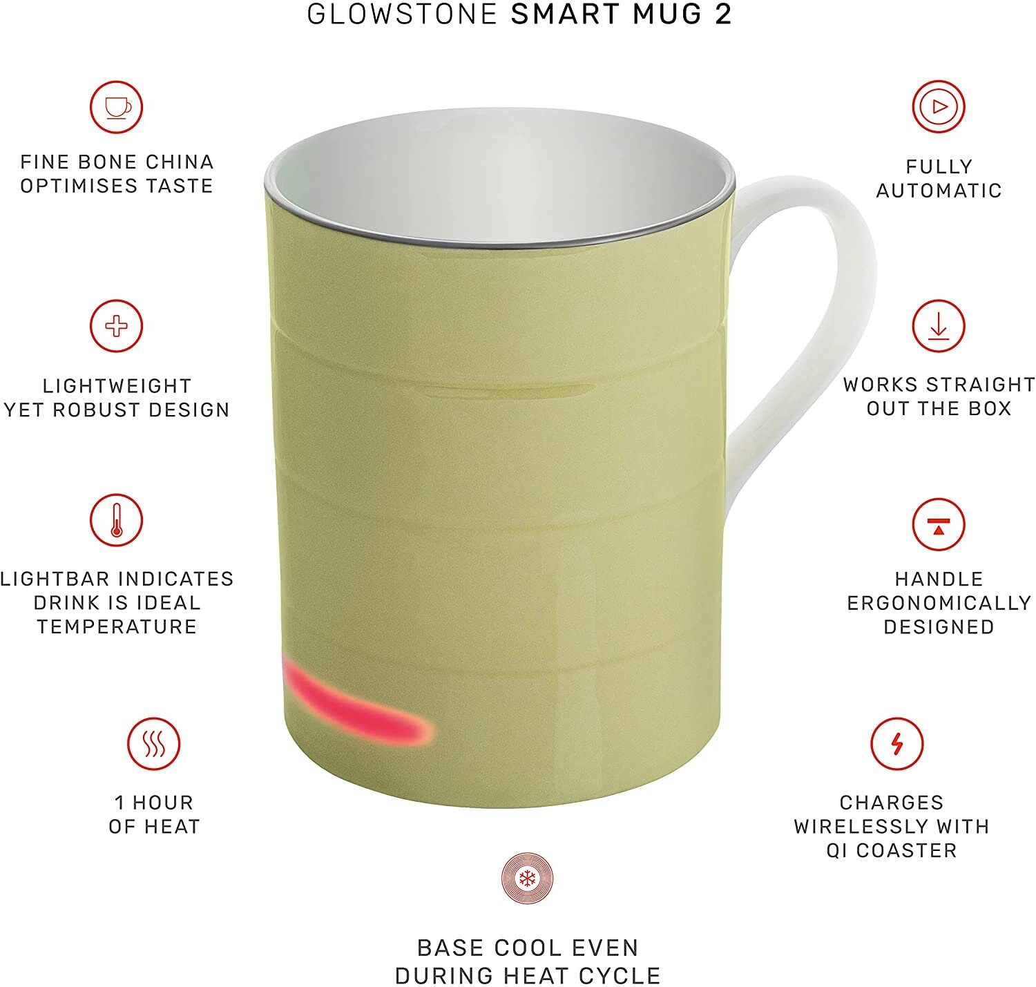 Self Heating Smart Mug - Fine Bone China - Stone - Glowstone Ltd - Etsy UK
