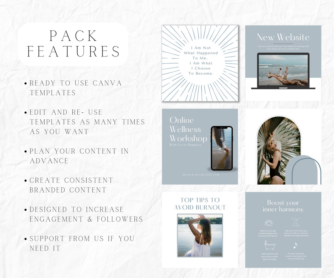 Mindfulness Instagram Templates: Wellbeing Social Media (canva, 50 ...