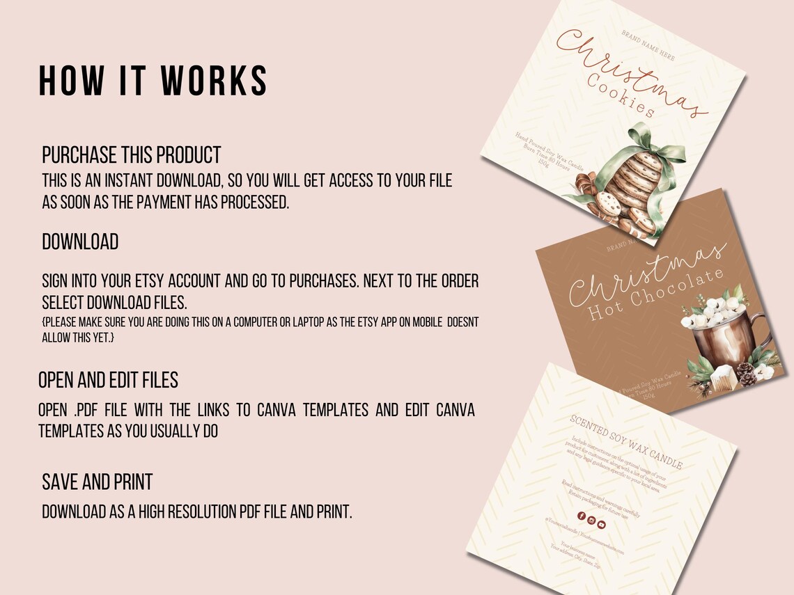 Christmas Candle Label Canva Template: Modern Holiday Jar Labels ...
