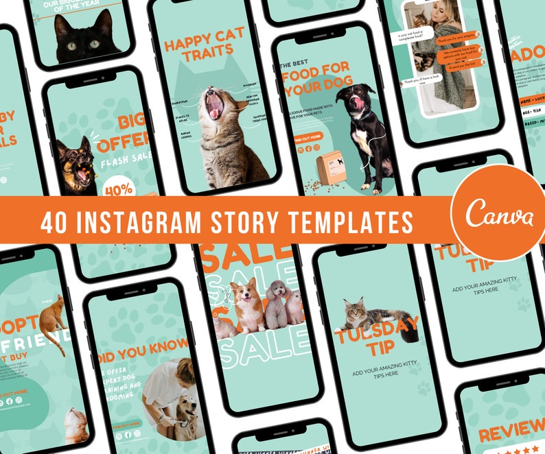 Pet Business Instagram Templates: Dog Groomer, Cat IG (canva Editable ...