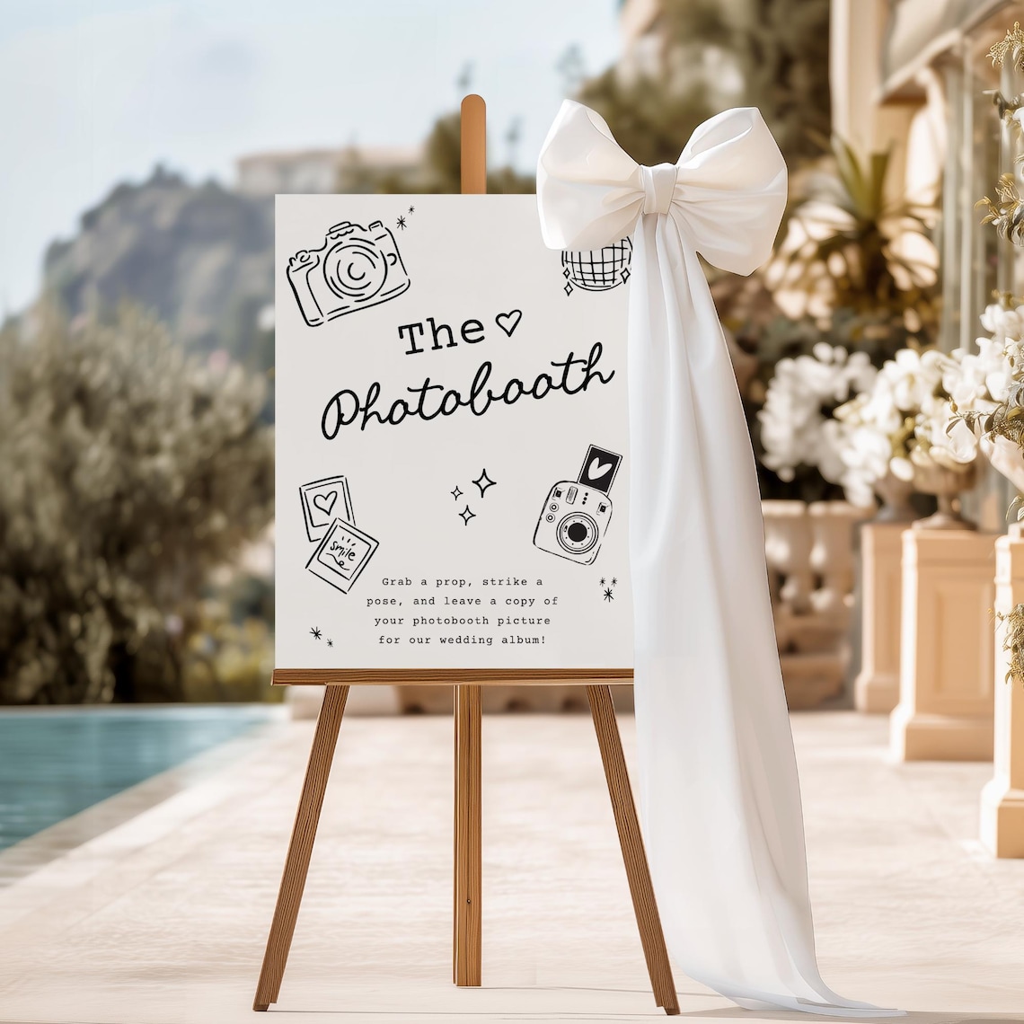 Coquette Wedding Photo Booth Sign: Hand-drawn Camera Decor (canva ...
