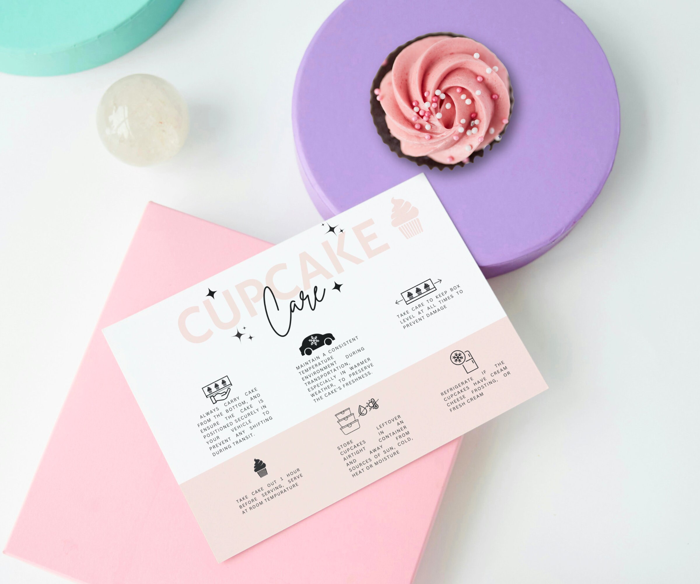 Cupcake Care Card Template, Cake Business Thank You Cards, Cake ...