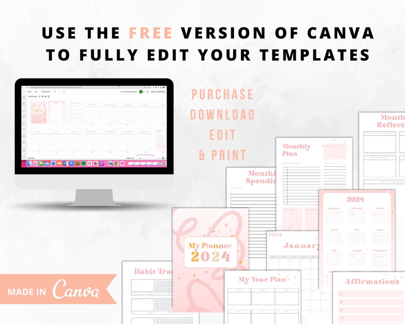 2024 Printable Planner, Monthly Planner, Minimal Monthly Calendar ...