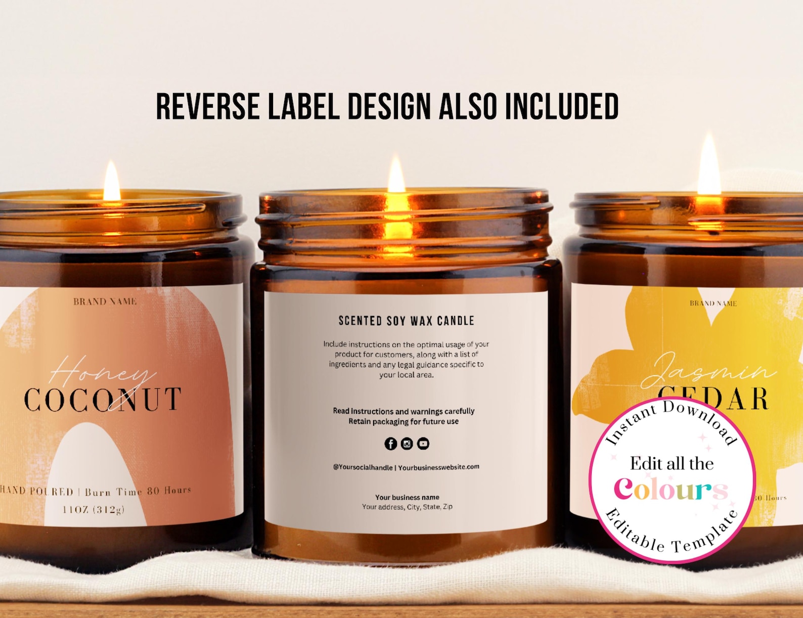Printable Candle Label Template Canva, Boho Candle Label Design ...