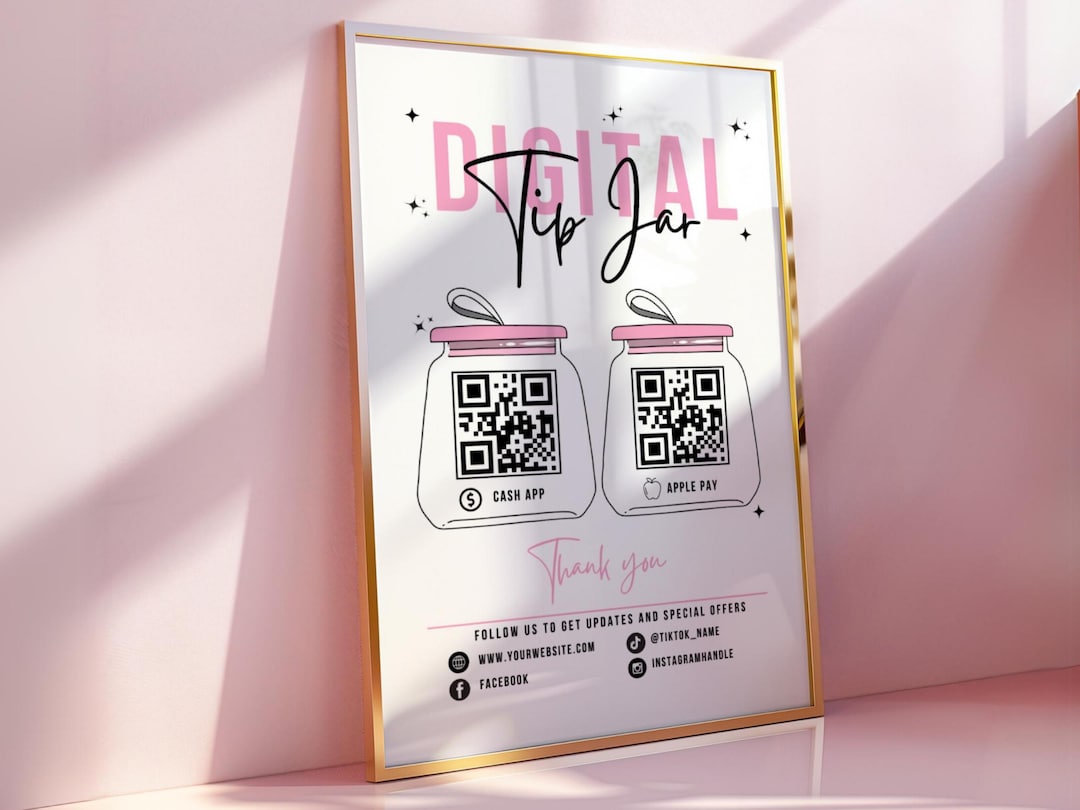 Printable Virtual Tip Jar Sign: QR Code Payment Template (canva ...