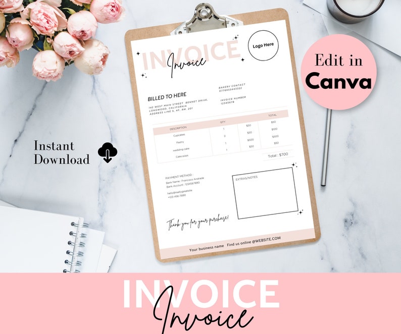 Editable Invoice Template: Small Business Custom Order Form (canva ...