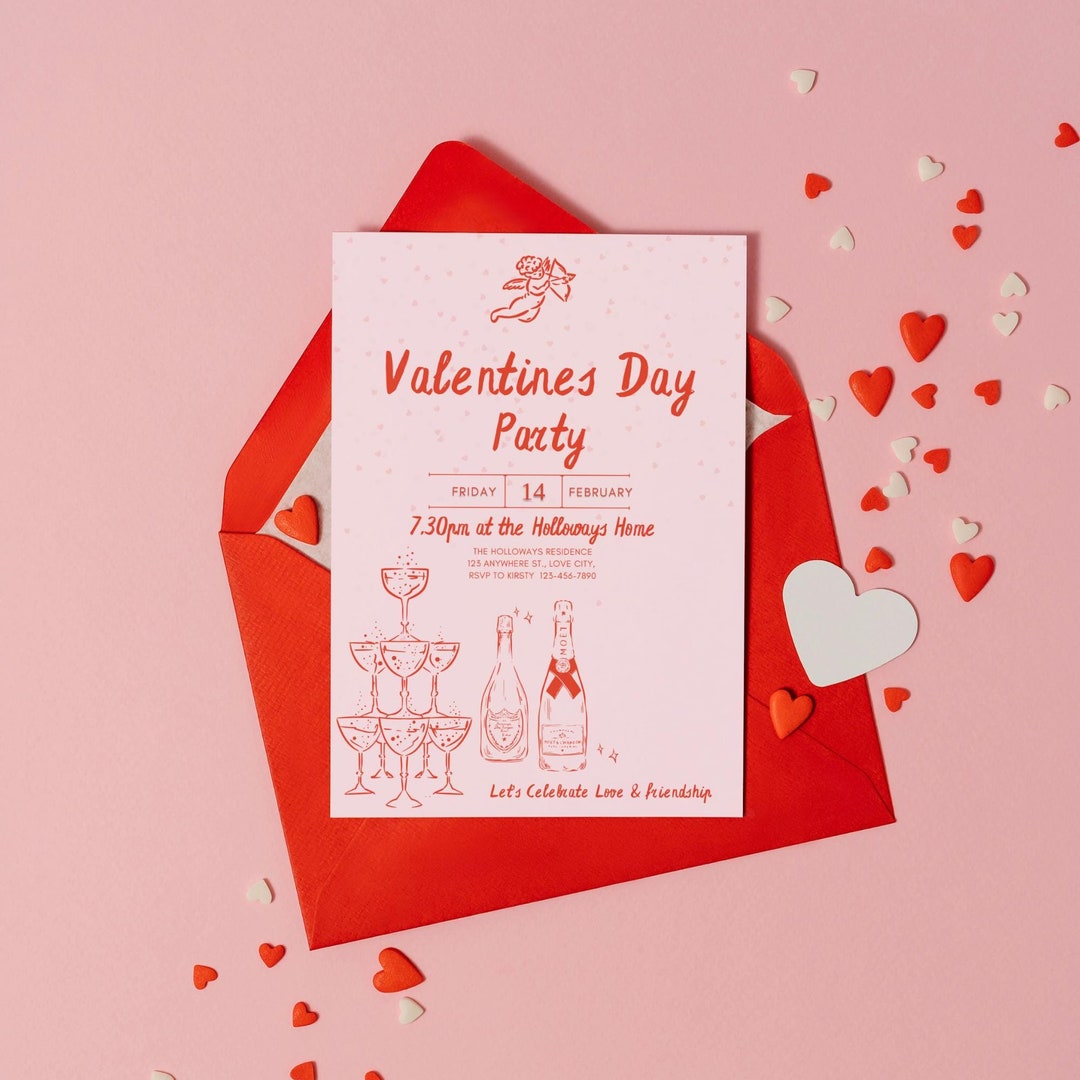 Printable Valentines Day Invitation Template, Valentines Day Party ...