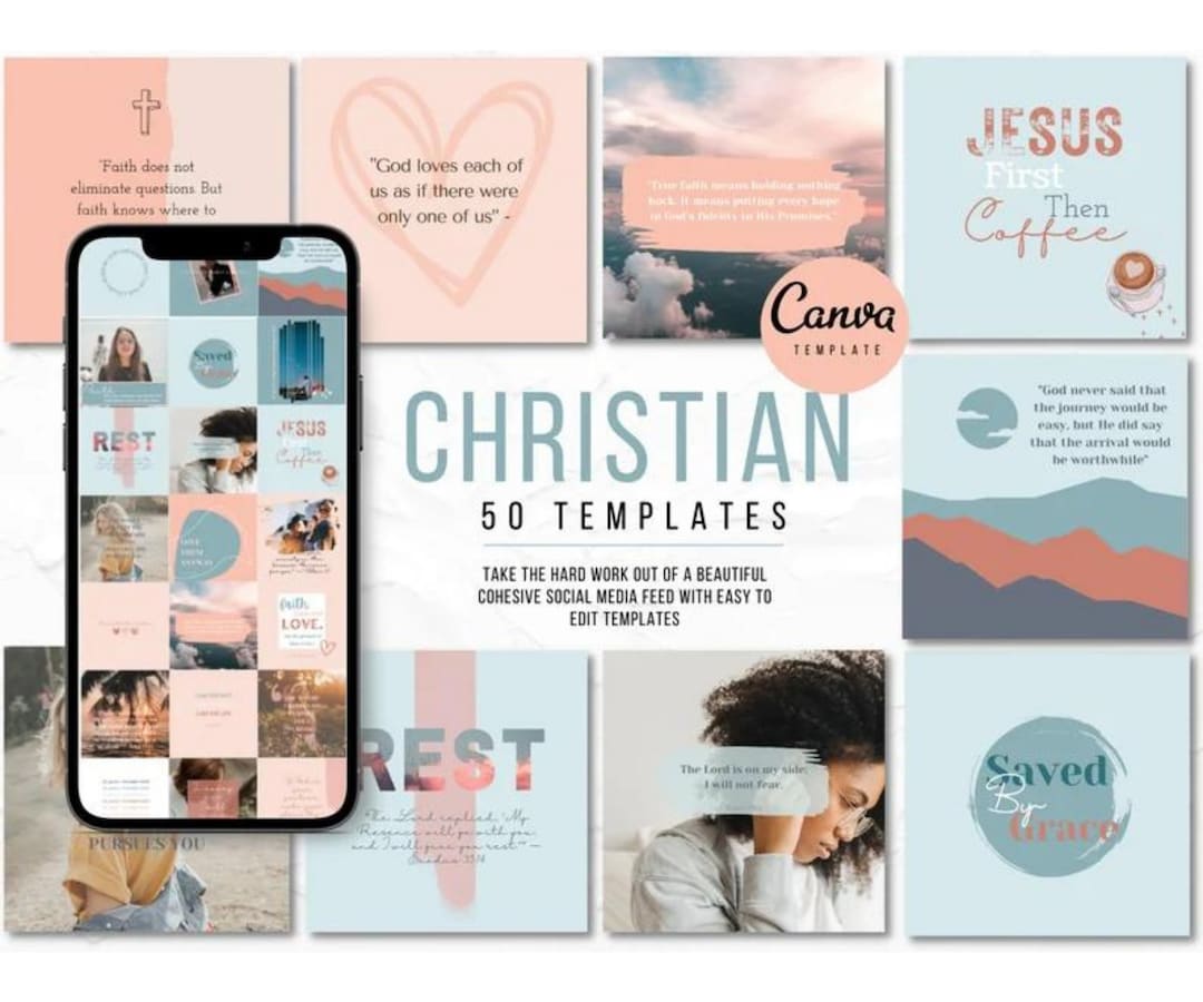 50 Instagram Post Templates Christian Church Social Media Templates ...