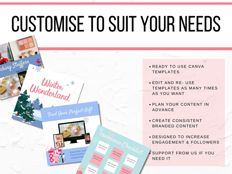 Pastel Christmas Instagram Templates: Canva Social Media Posts (PDF) - Etsy