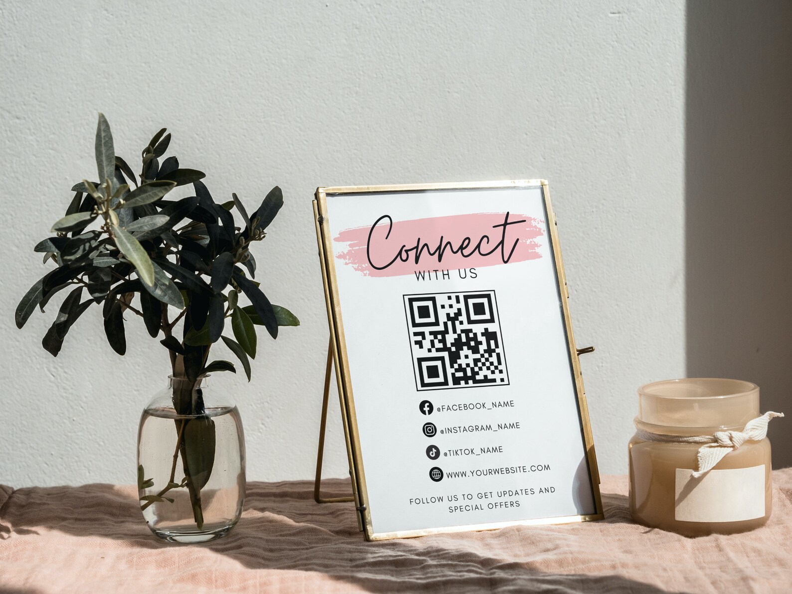 Pink QR Code Sign Template, QR Code Sign Business, QR Code Template ...