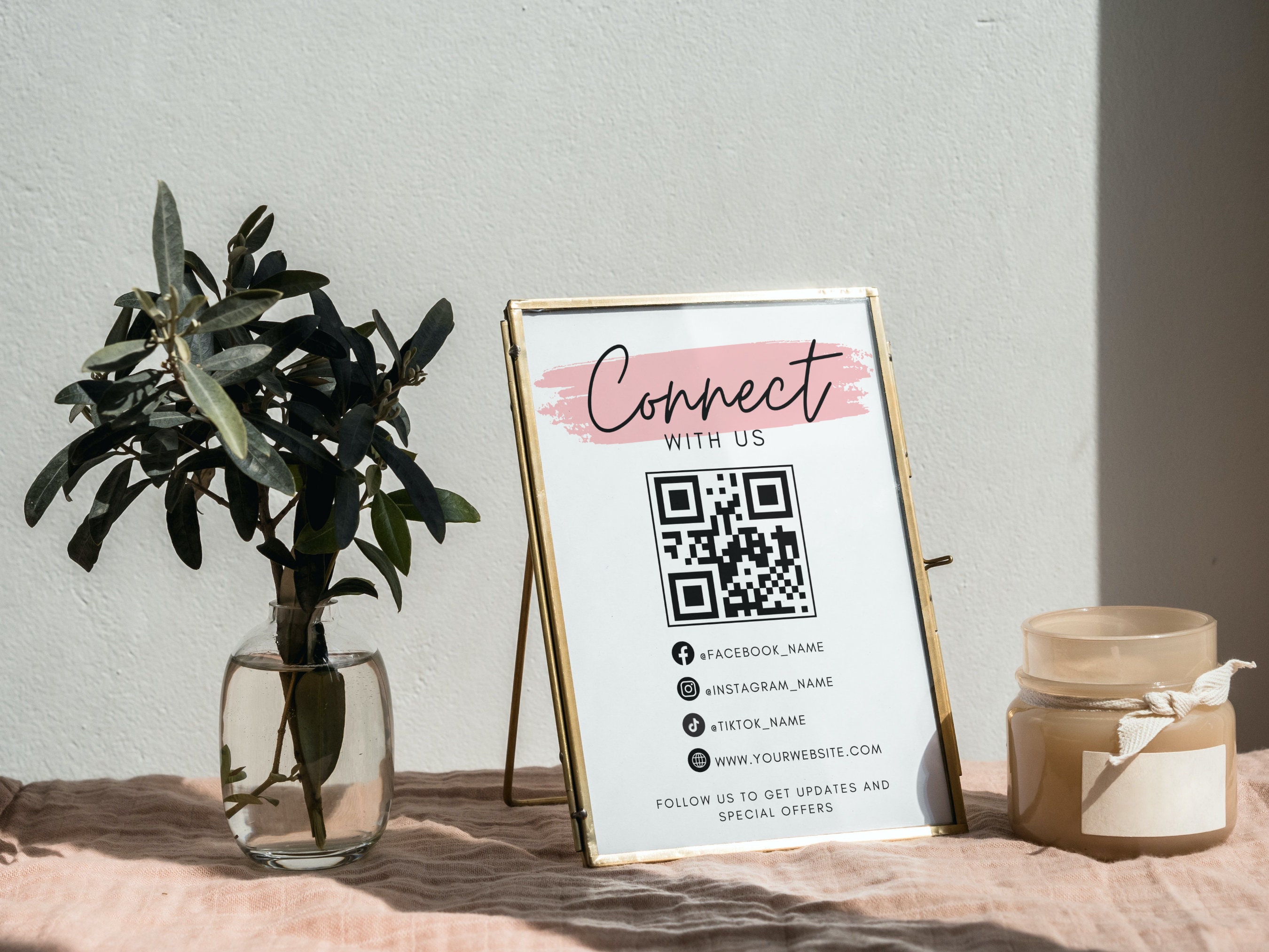 Pink QR Code Sign Template, QR Code Sign Business, QR Code Template ...