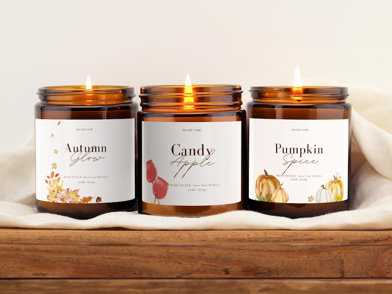 Printable Candle Label Template Canva, Editable Fall Candle Label ...