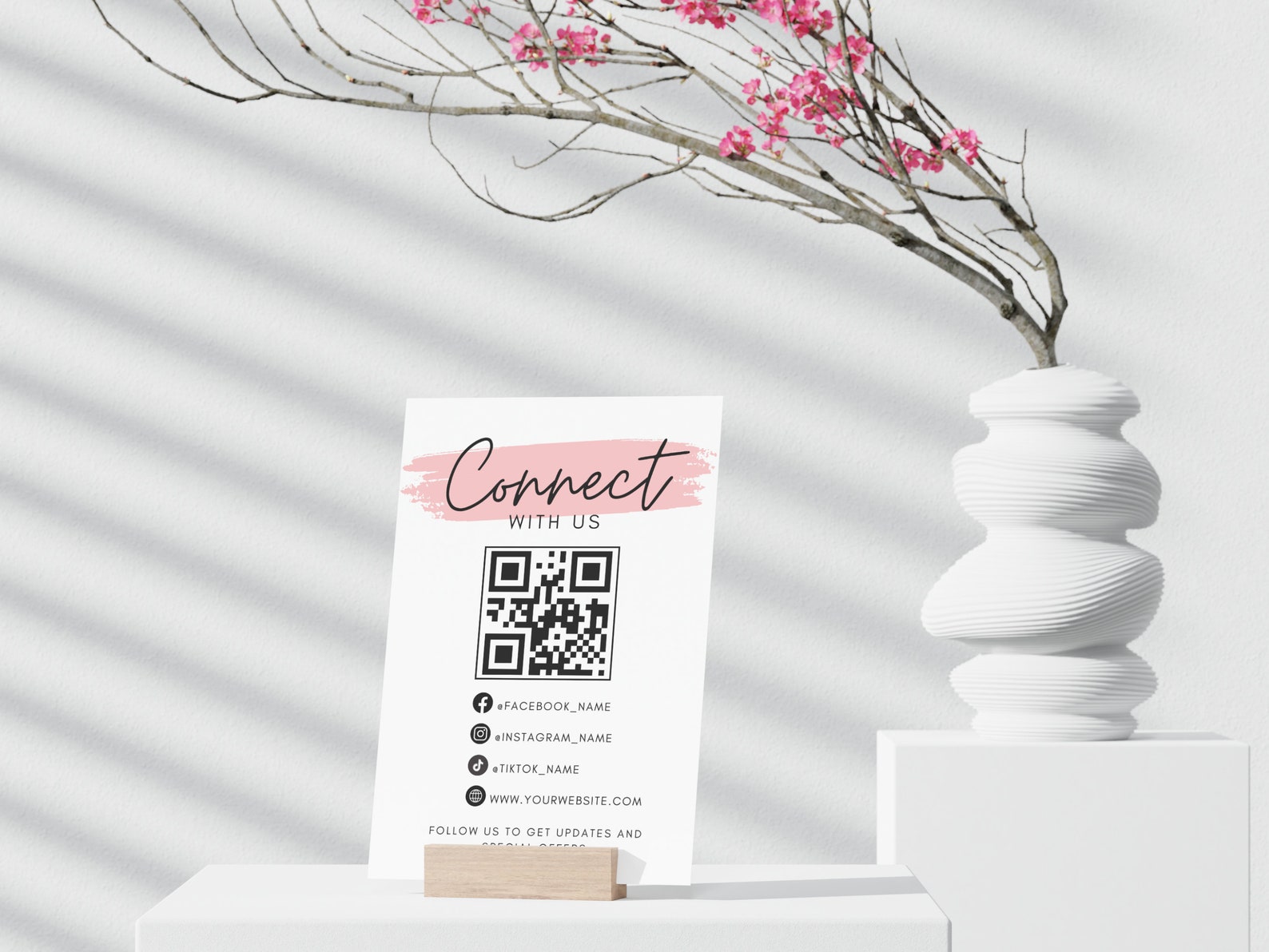 Pink QR Code Sign Template, QR Code Sign Business, QR Code Template ...