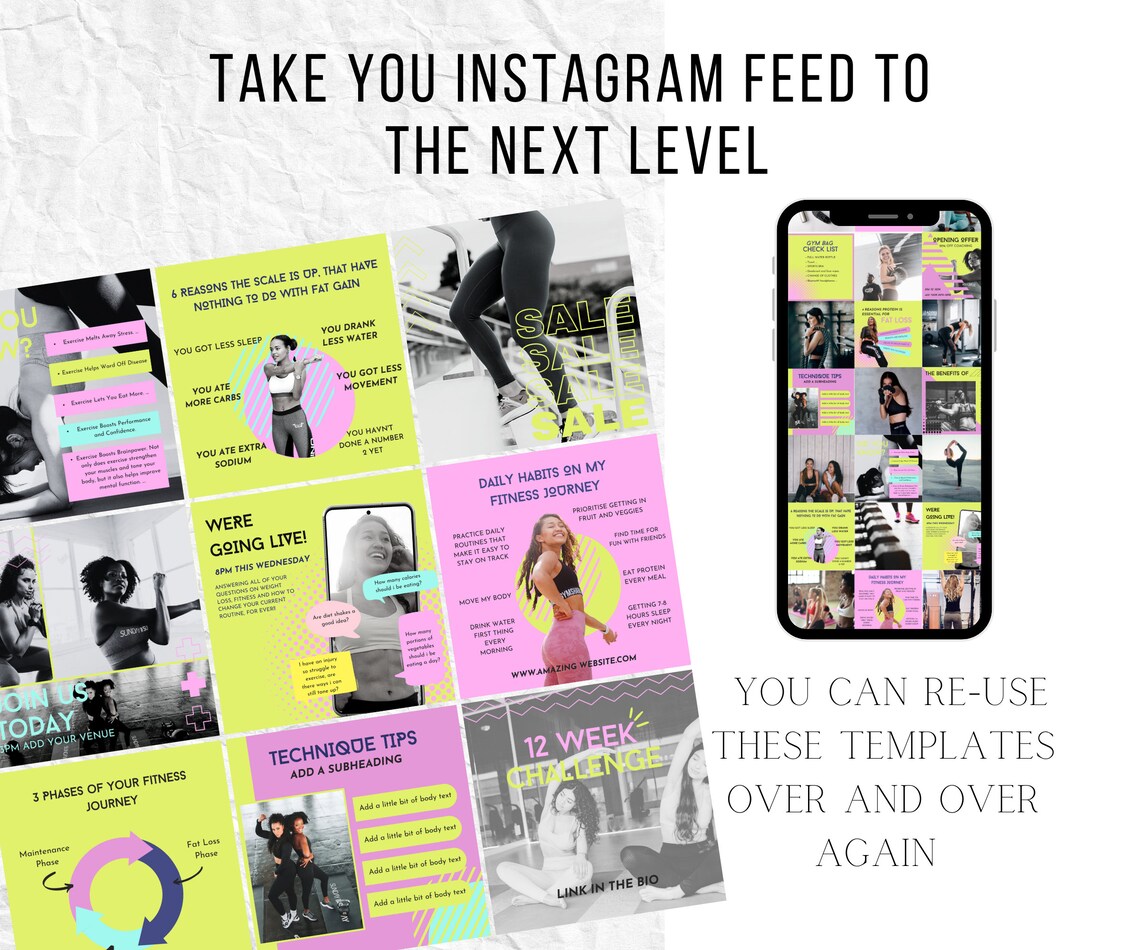40 Fitness Instagram Post Templates, Canva Social Media Post for Gyms ...