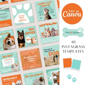 Pet Business Instagram Templates: Dog Groomer & Veterinary Canva ...