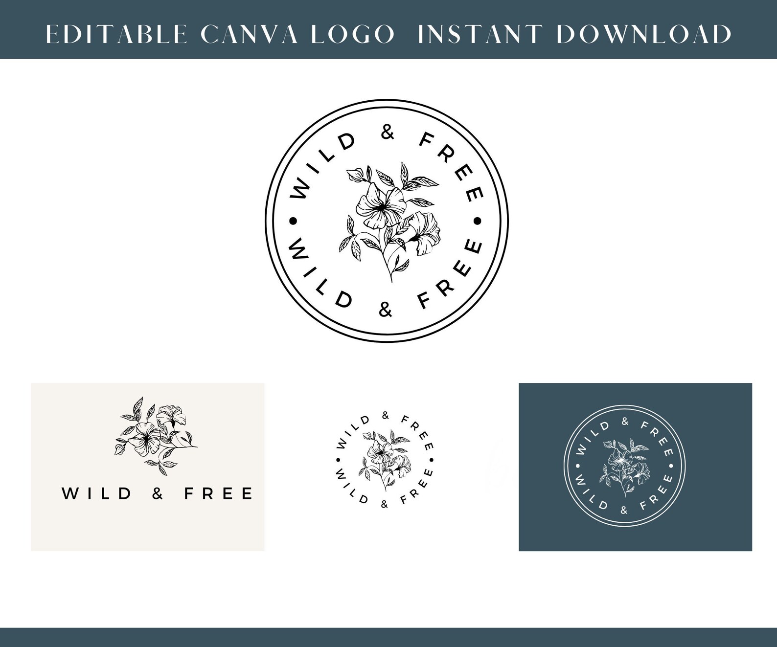 Simple Floral Logo, Hand Drawn Logo, Organic Floral Logo, Flower Logo ...