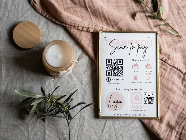 Editable QR Code Sign, Printable Payment Sign, Scan to Pay Template ...