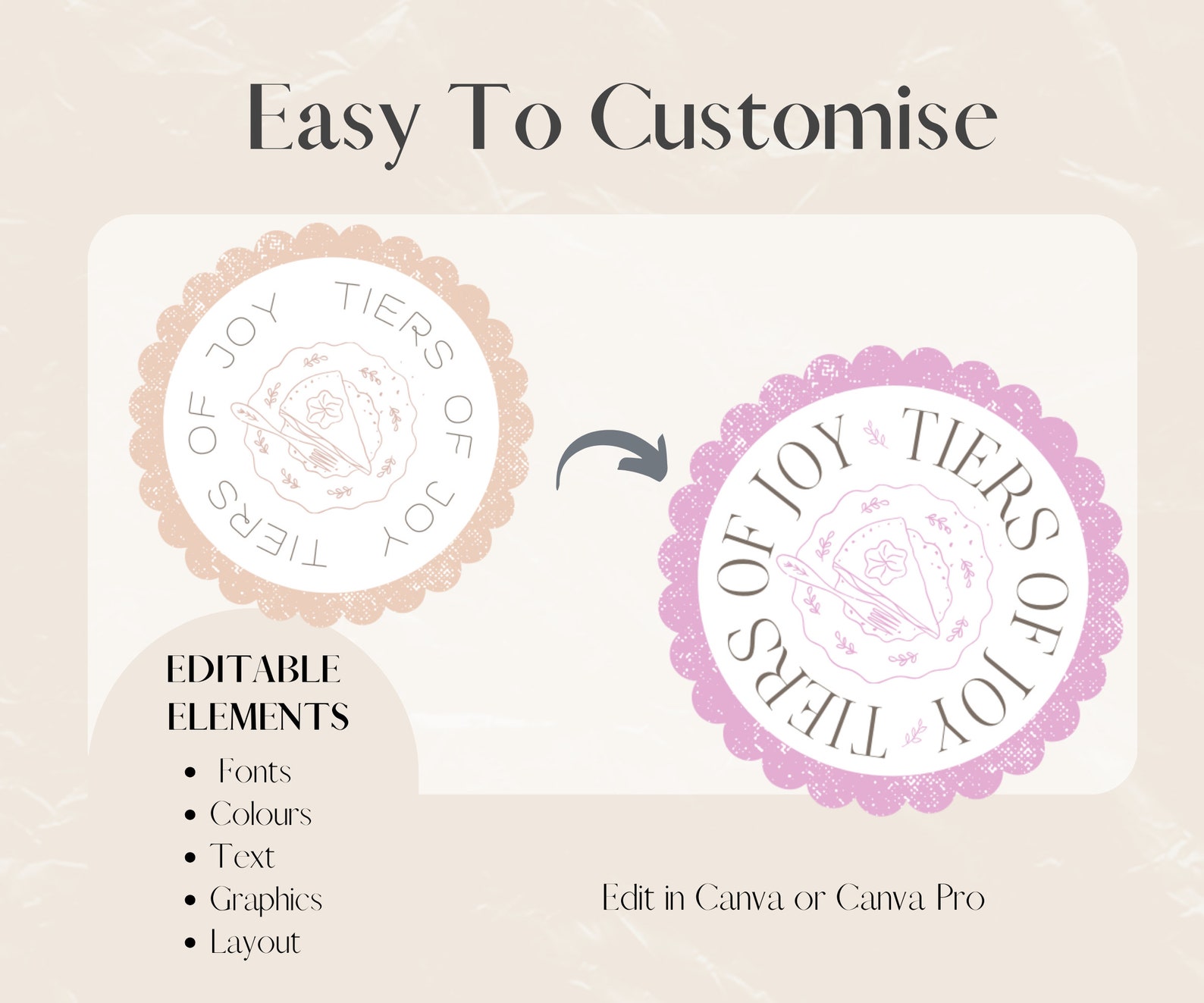 Modern Wedding Cake Logo, Editable Bakery Logo Template, Minimalistic ...