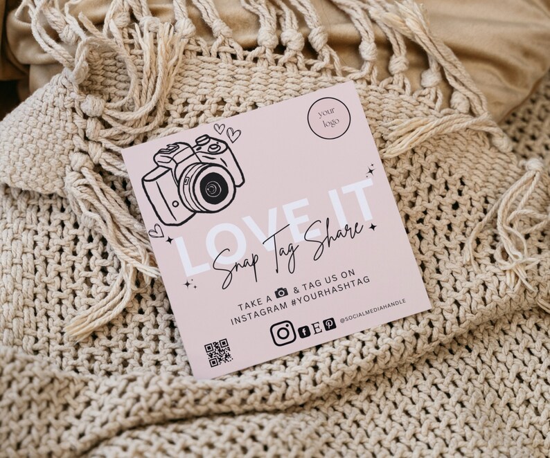 4 Bundle Editable Snap and Share It Card Template, Small Business ...