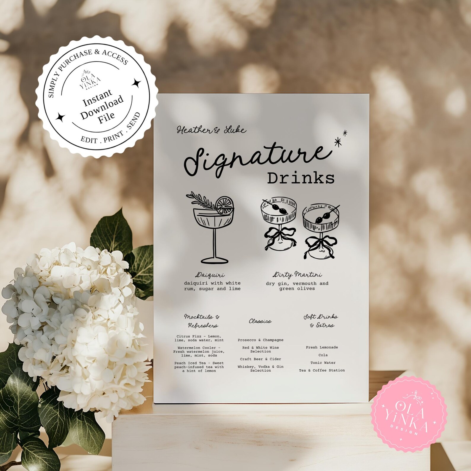 Whimsical Wedding Suite Template Bundle Hand Drawn Wedding Sign ...