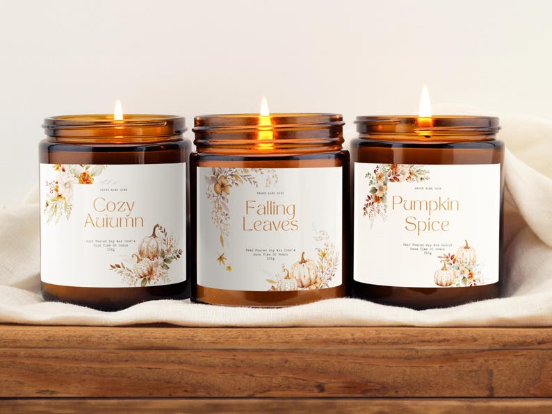Editable Autumn Candle Label Template: DIY Pumpkin Spice Design (canva ...
