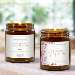 Floral Mother's Day Candle Label: Editable Template (digital Download ...