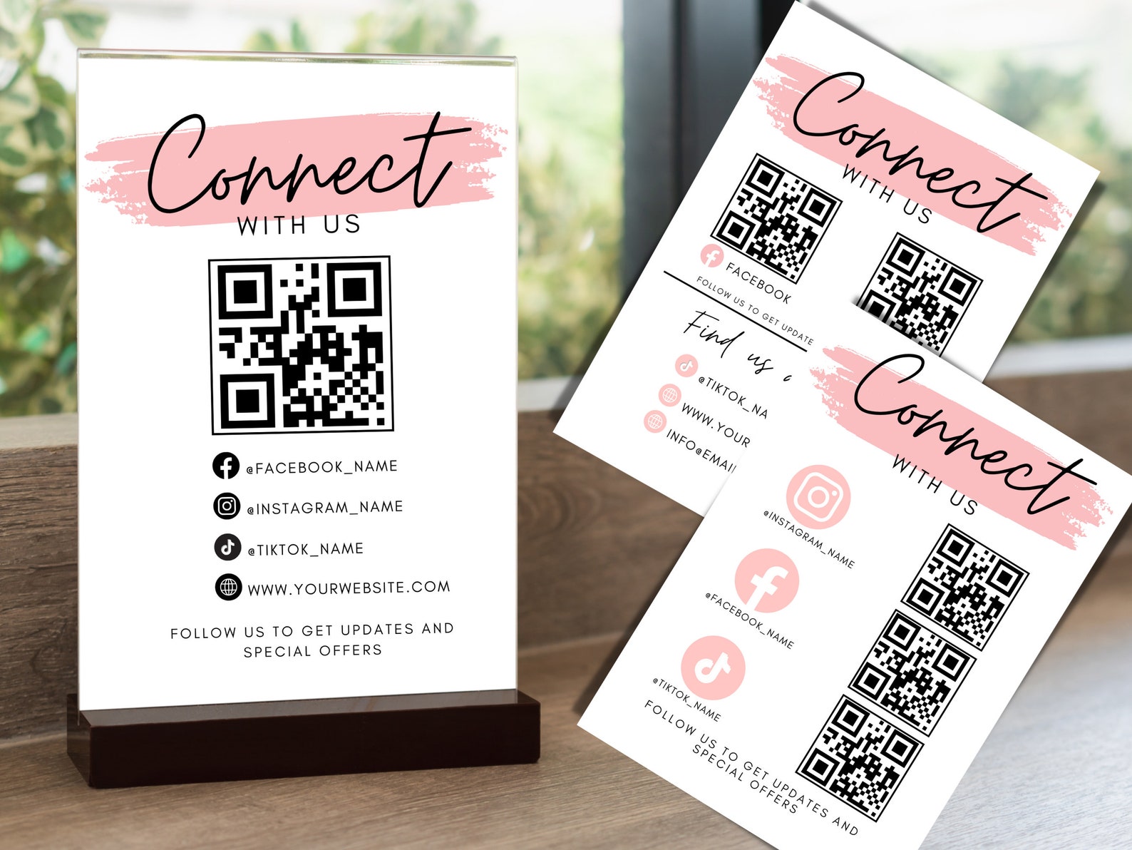 Pink QR Code Sign Template, QR Code Sign Business, QR Code Template ...